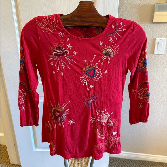 Johnny Was | Tops | Johnny Was Scarlet Embroidered Top | Poshmark